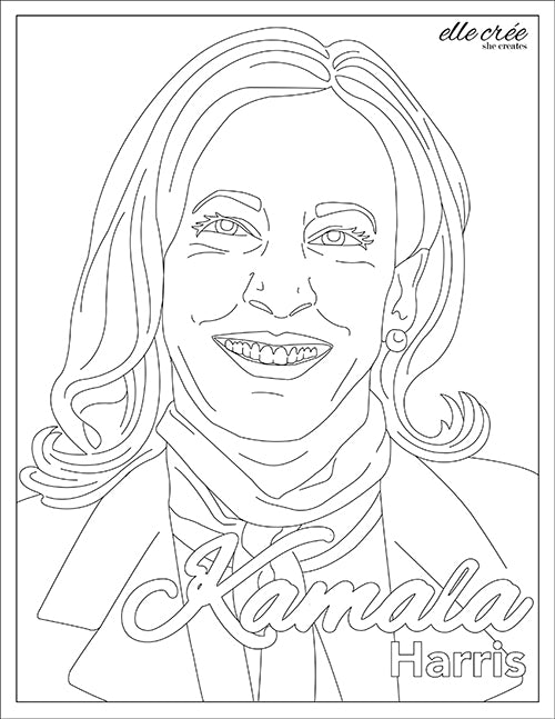 Coloring Page: Kamala Harris – Elle Crée